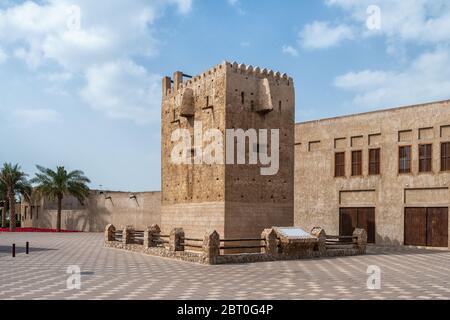 Al Shandagah Watch Tower in Al Shindagha heritage village , Dubai Stock ...