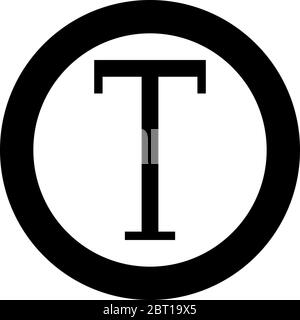 Tau greek symbol capital letter uppercase font icon in circle round ...