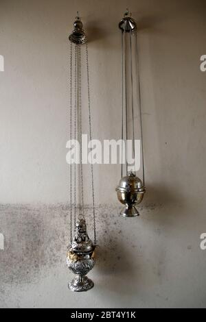 thurible or censer liturgical object of catholic ceremony hanging on ...