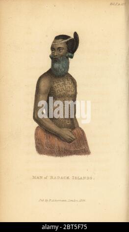Native man of Radack Islands (Ratak chain), Marshall Islands, with ...