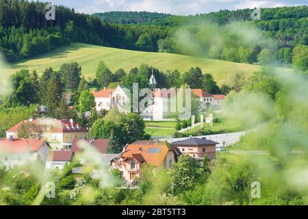 Alland: Schloss Mayerling Castle, flowers, in Wienerwald, Vienna Woods ...