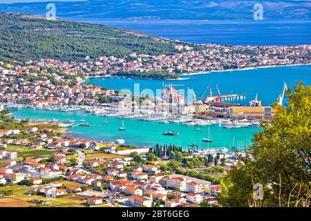Trogir riviera. Troagir bay and Ciovo island view from the hill Stock ...