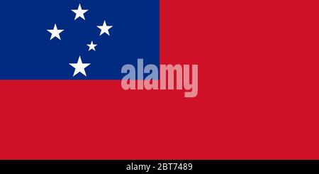 National flag of Samoa: red background and blue square in upper left ...