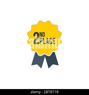 Silver 2st Place Medal Vector. Metal Realistic Badge With Second ...