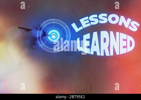 Handwriting text writing Lessons Learned. Conceptual photo the knowledge or understanding gained ...