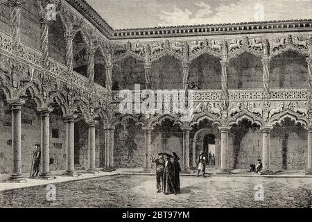 Spain, Guadalajara. Palace of El Infantado. Isabelline Gothic style ...