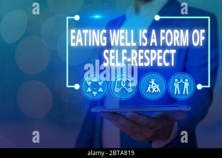 Handwriting text Eating Well Is A Form Of Self Respect. Conceptual ...