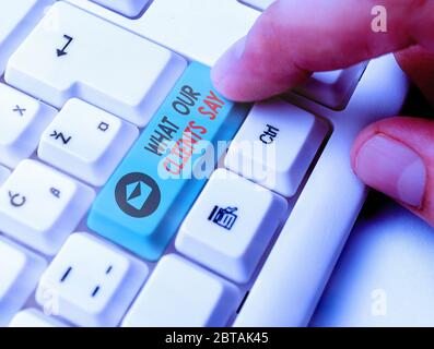 Writing note showing Client Testimonials. Business concept for Written ...