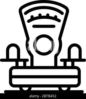 Icon of old mechanical scales. Outline object isolated on white. Vector ...