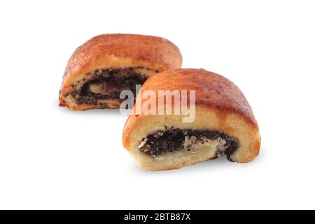 Piece of poppy seeds roll isolated on white background Stock Photo - Alamy