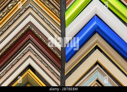 Samples of wooden frames for paintings and photographs Stock Photo - Alamy