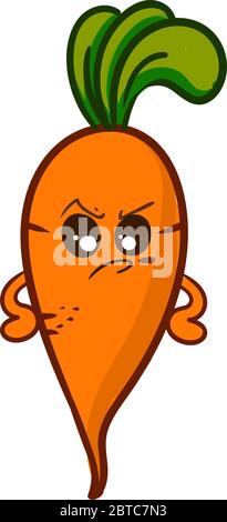 Angry carrot, illustration, vector on white background Stock Vector ...