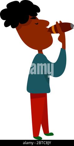 Teenager boy smoking cigarette smoking cartoon character on white ...