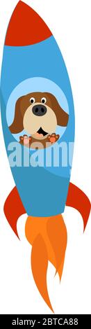 Cartoon dog Be in cosmos. Vector illustration space for children ...