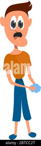 Washing hands with soap isolated on white background. Vector ...