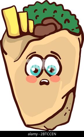 Scared burrito, illustration, vector on white background Stock Vector ...