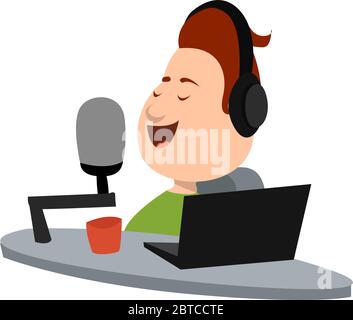 Radio host, illustration, vector on white background Stock Vector Image ...