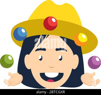 Illustration of a cute little girl juggling on a white background Stock ...