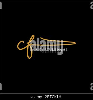 CF Initial letter handwriting and signature logo. A concept handwriting ...