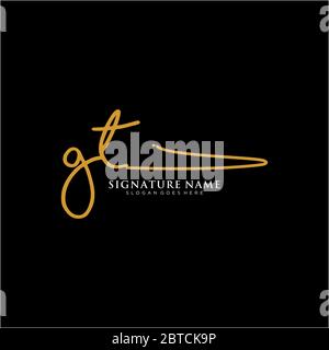 G T GT Initial letter handwriting and signature logo. A concept ...