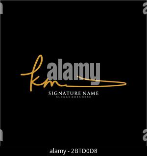 K M KM Initial letter handwriting and signature logo. A concept ...