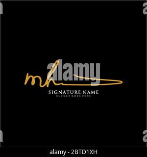 M H MH Initial letter handwriting and signature logo. A concept ...
