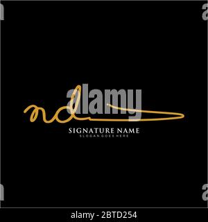 ND Initial letter handwriting and signature logo. A concept handwriting ...