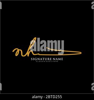N H NH Initial letter handwriting and signature logo. A concept handwriting initial logo with ...
