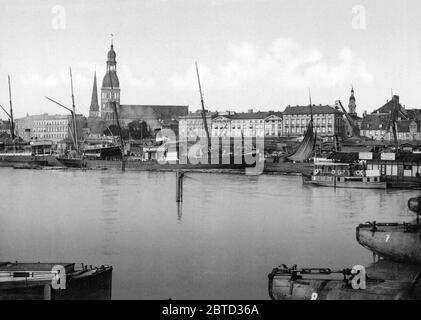 The quay, Riga, Russia, (i.e., Latvia), circa 1890 Stock Photo - Alamy