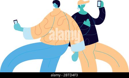 Men cartoons with smartphones chatting design, Message chat and ...