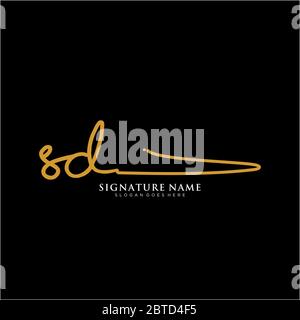 SD Initial letter handwriting and signature logo. A concept handwriting ...