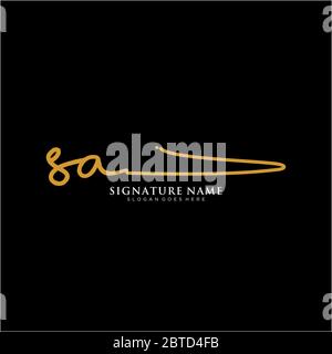 SA Initial letter handwriting and signature logo. A concept handwriting ...