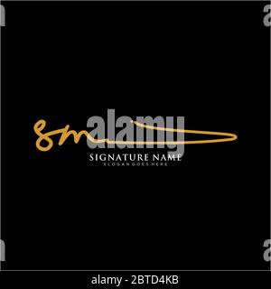 SM Letter Signature Logo Template elegant design logo. Hand drawn ...