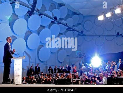 President Barack Obama addresses his remarks at a press conference ...
