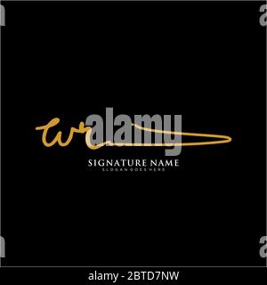 Initial Letter WR Logo - Handwritten Signature Logo - Simple Vector ...