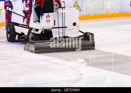 hockey ice sport cleaning machine Stock Photo - Alamy