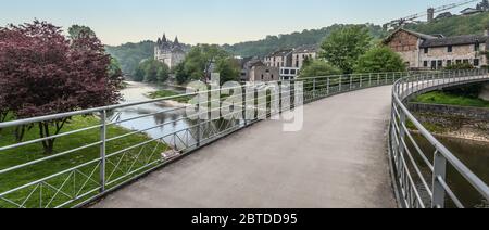 Durbuy Castle and Ourthe river in Wallonia region of Belgium Stock ...