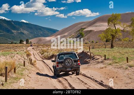 4WD vehicle at Medano Pass Primitive Road, Sangre de Cristo Mountains ...