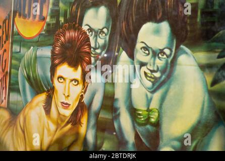 Closeup of David Bowie's controversial Diamond Dogs Album Cover in a ...