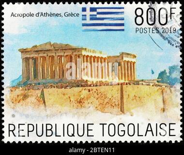 Acropolis of Athens on postage stamp Stock Photo - Alamy