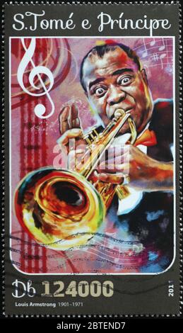 Jazz trumpeter "Satchmo" Louis Armstrong is pictured during his ...