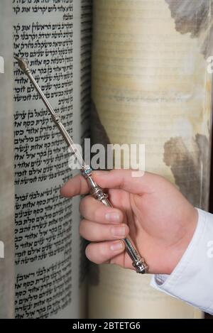 Ancient Hebrew text of the Book of Genesis in the Torah scroll. Torah ...