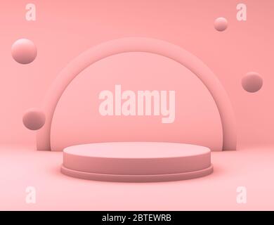 Pink podium minimalist mockup for podium display. 3D rendering Stock ...