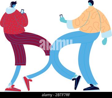 Men cartoons with smartphones chatting design, Message chat and ...