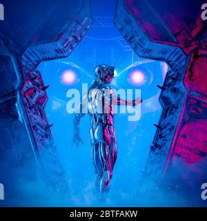illustration of an evil android robot Stock Photo - Alamy