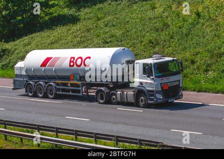 British Oxygen Company BOC liquid gas material in articulated tanker ...