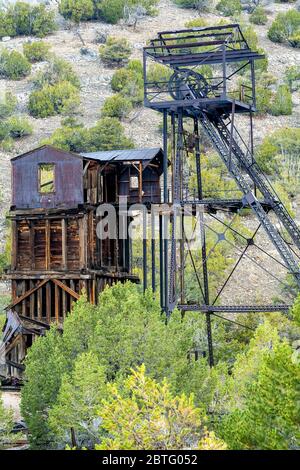 Mining equipment, Kelly Mine (zinc), Kelly ghost town, near Magdalena ...