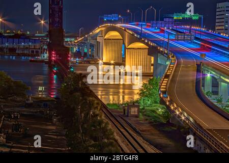 Nighttime Acosta Bridge Stock Photo - Alamy