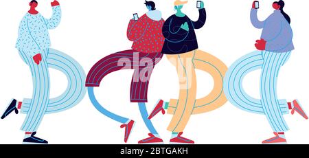 People cartoons with casual cloth and smartphones chatting design ...