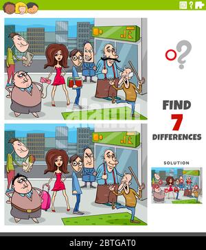 Cartoon Illustration of Finding Differences Between Pictures ...